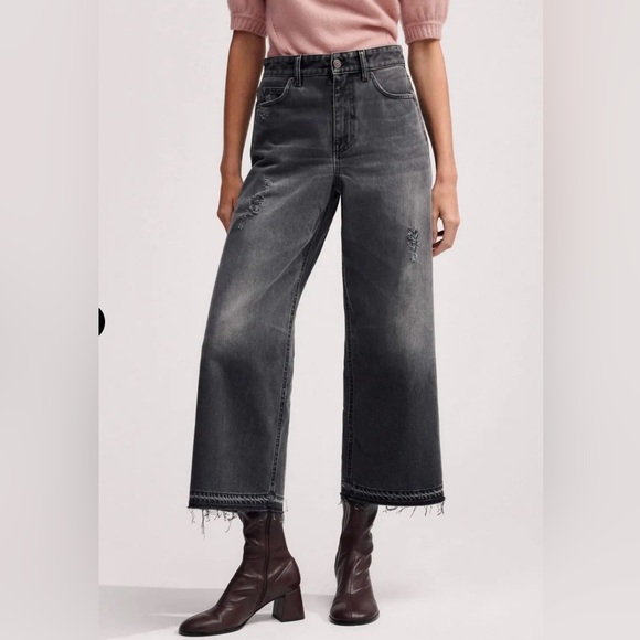 ME+EM | Jeans | Meem 26 4 6 Messed Up Low Rise Baggy Crop Charcoal ...